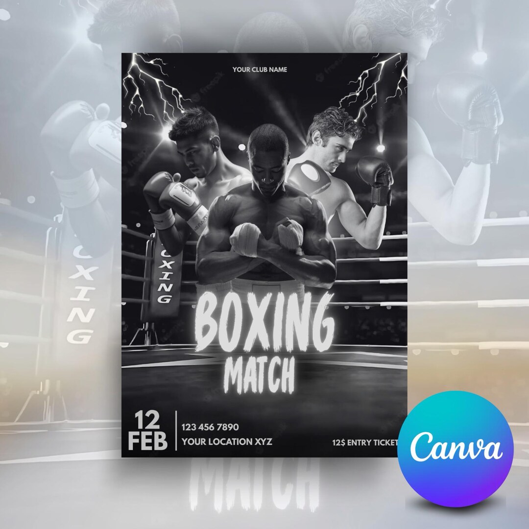 Custom Boxing Match Flyer: Professional Sports Poster (editable Digital ...