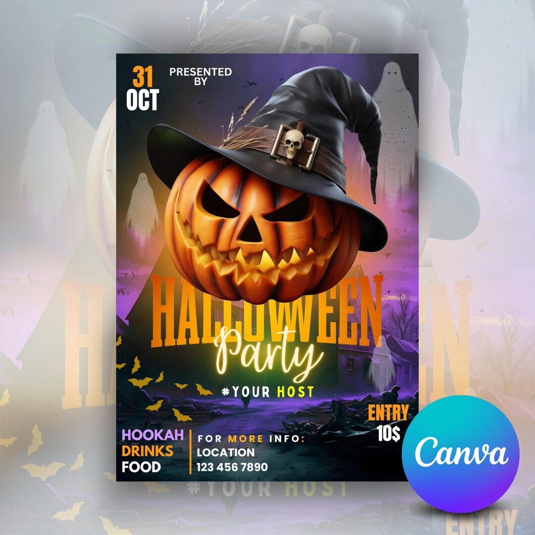 Spooky Halloween Party Flyer Template Editable Design for Your Event ...