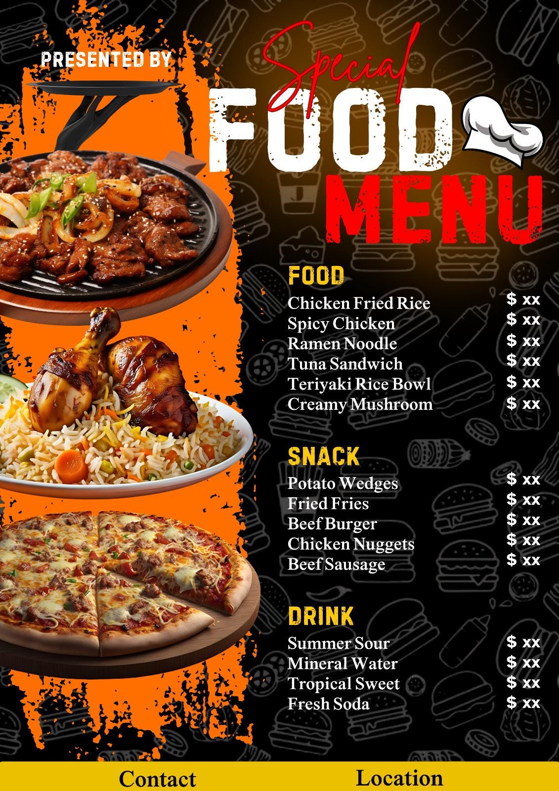 Custom Restaurant Menu Flyer Template: Editable Printable Design ...