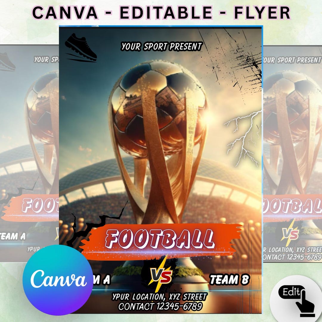 Editable Football Match Poster Template | Customizable Soccer Game ...