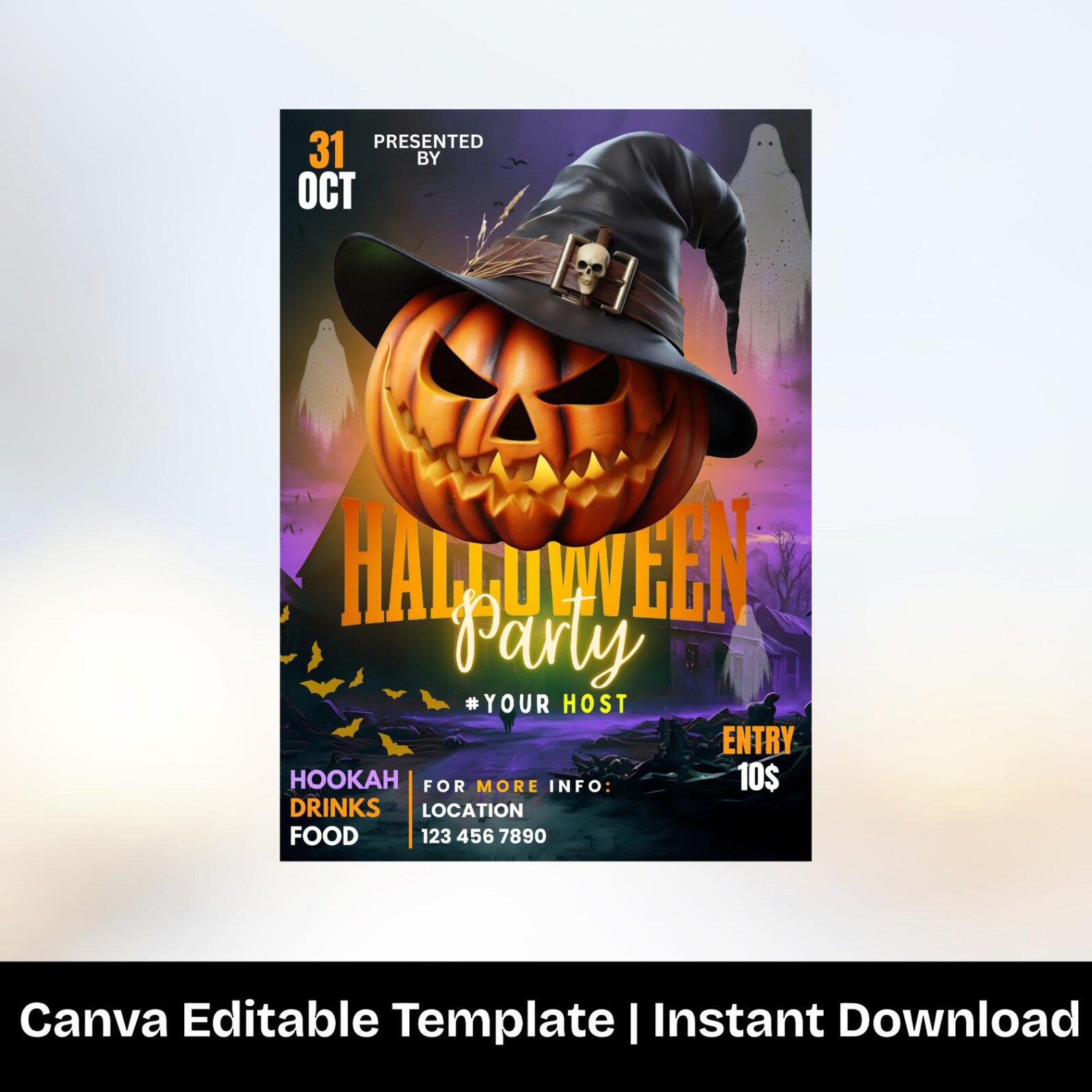 Spooky Halloween Party Flyer Template Editable Design for Your Event ...