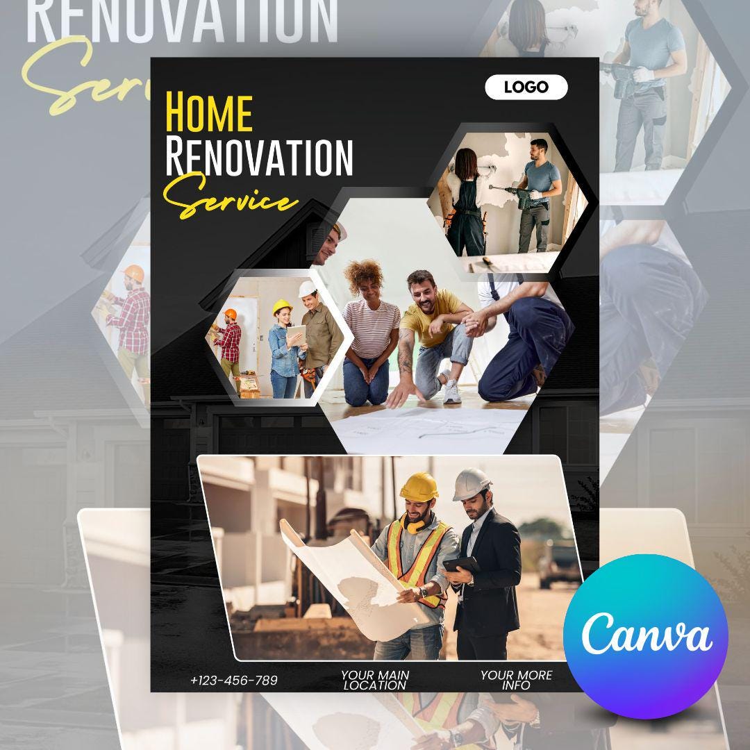 Editable Home Renovation Flyer Template | Customizable Construction ...