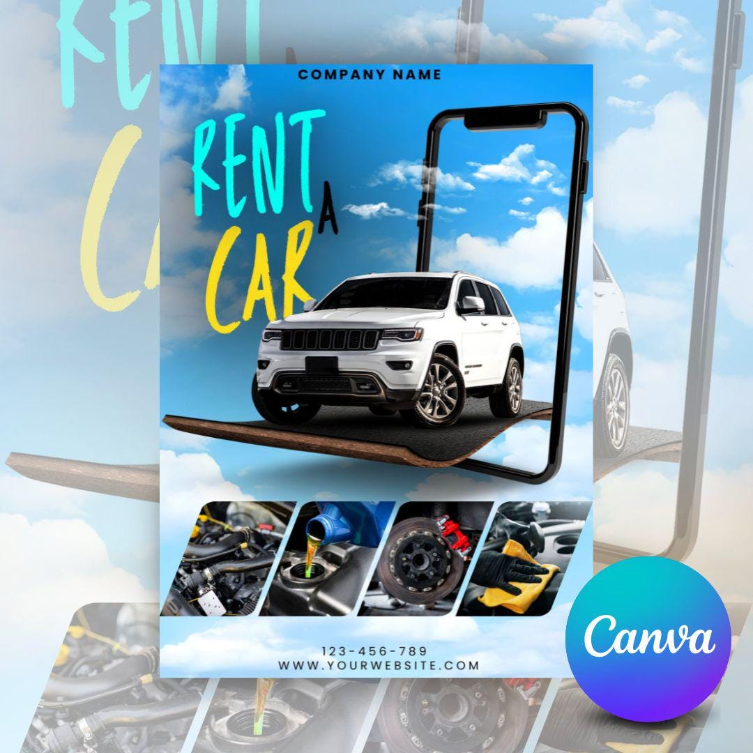 Car Rental Poster Template | Customizable Vehicle Flyer (digital ...
