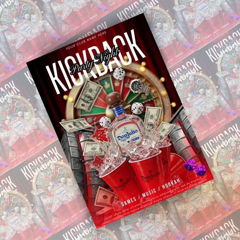 Editable Kickback Party Flyer Template | Canva Design (instant Download ...