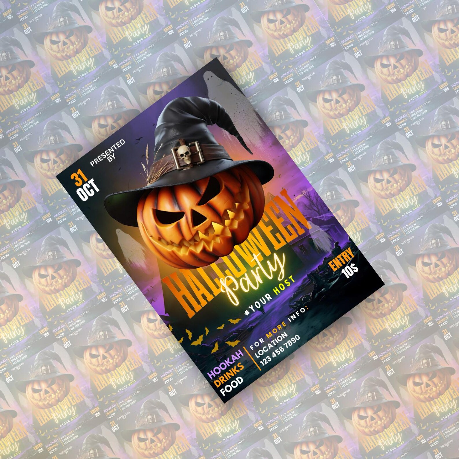 Spooky Halloween Party Flyer Template Editable Design for Your Event ...