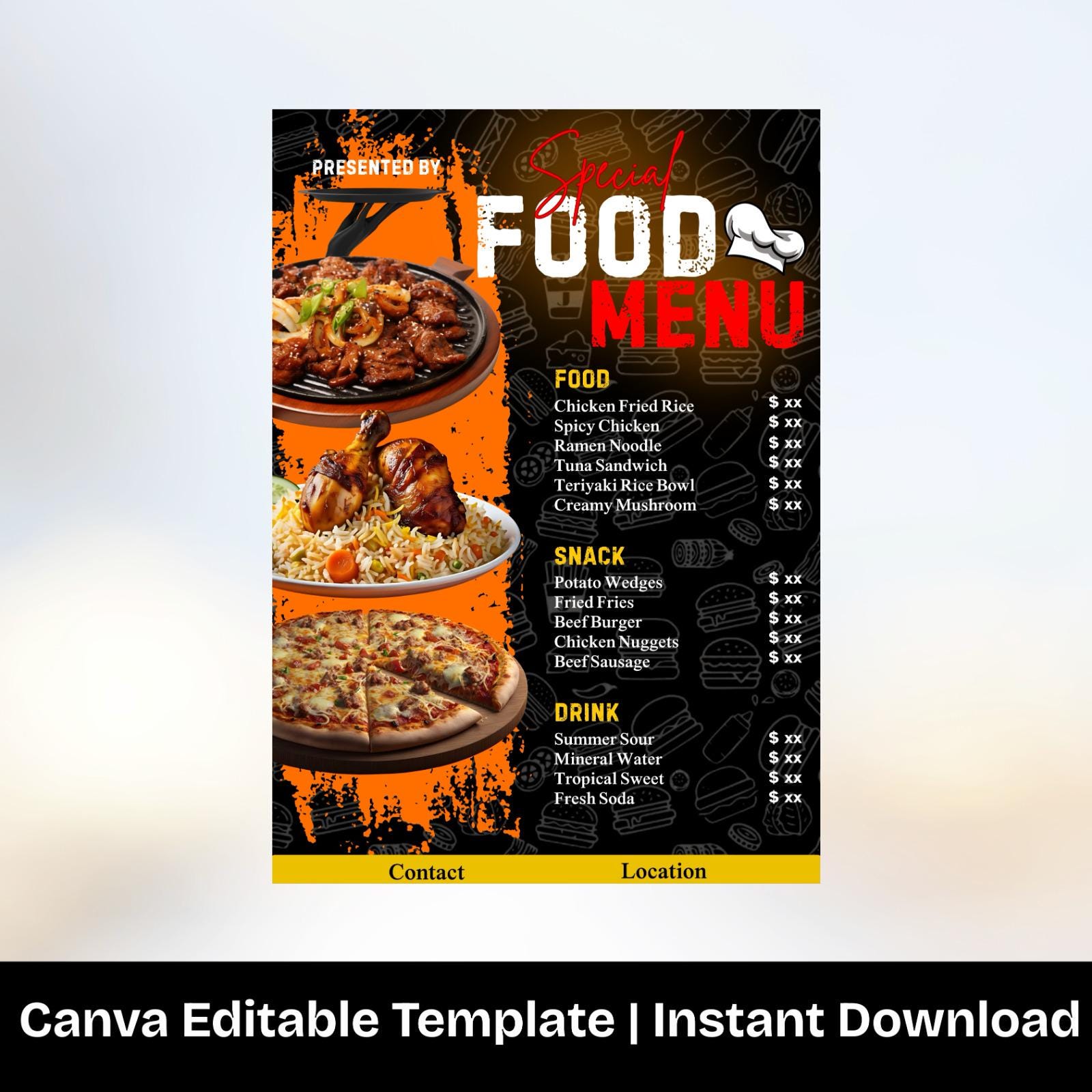 Custom Restaurant Menu Flyer Template: Editable Printable Design ...