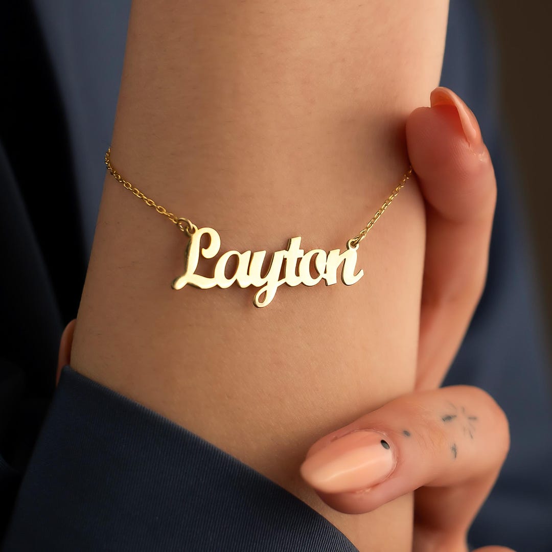14K Gold Name Bracelet, Personalized Name Jewelry, Minimalist Name ...