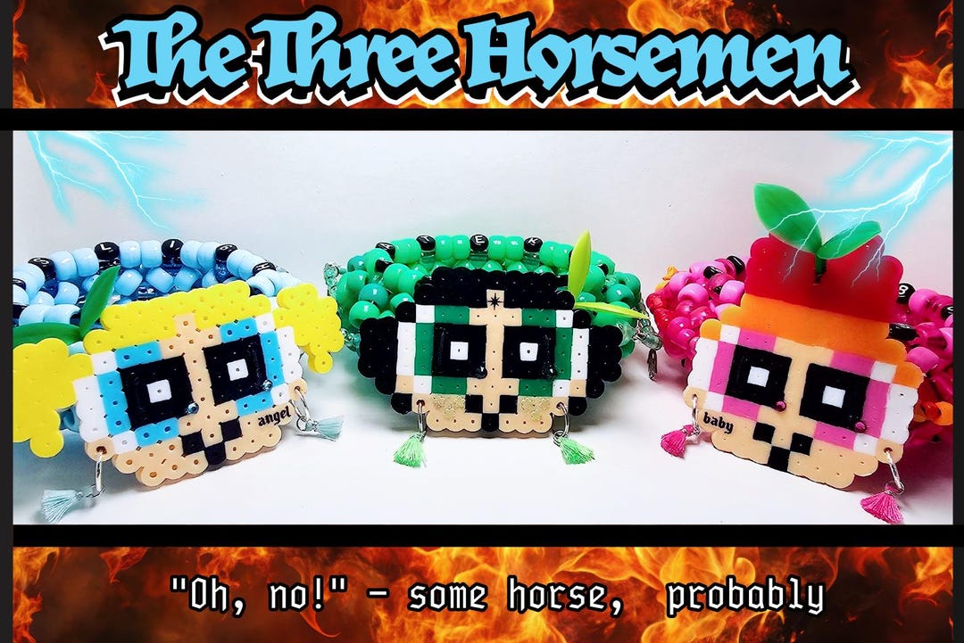 THE 3 HORSEMEN: Set of 3 Kandi Cuffs for the Festibesties Rave Festival ...