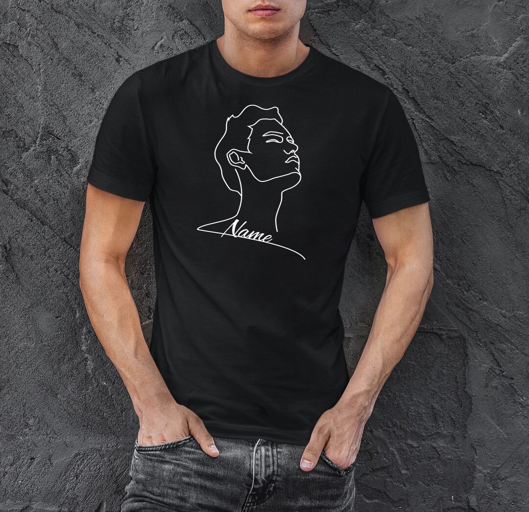 Custom Name Face Line Art Shirt Minimalist, Custom Name Shirt, Custom ...