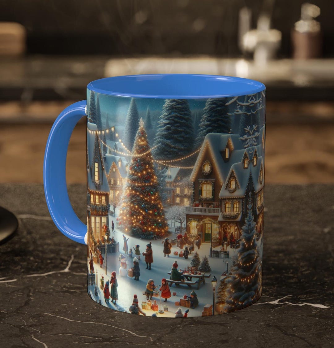 Christmas Village Mug Holiday Coffee Cup Winter Scene Ceramic Mug ...