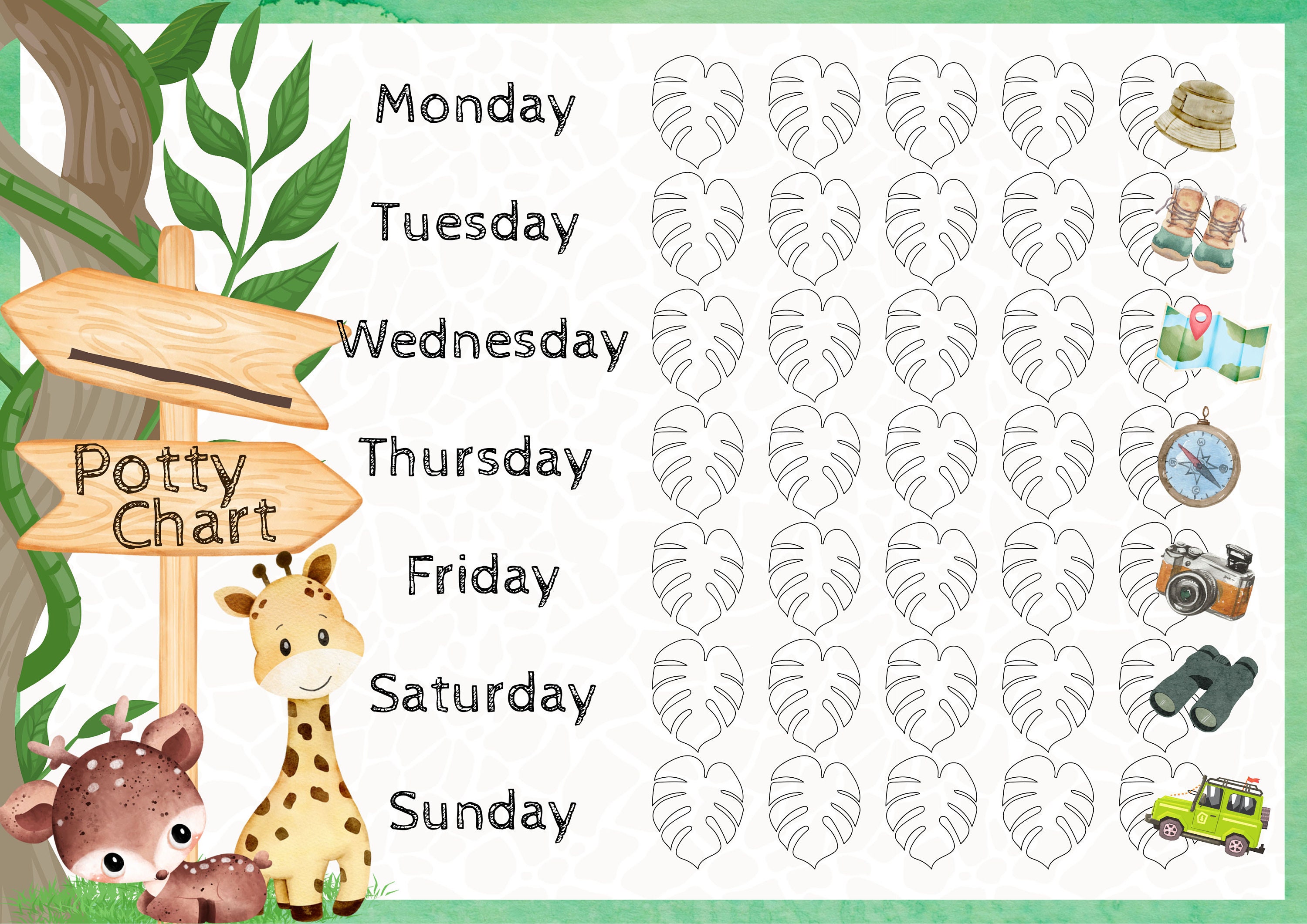 Potty Training Chart, Potty Chart for Girls and Boys, Potty Training ...