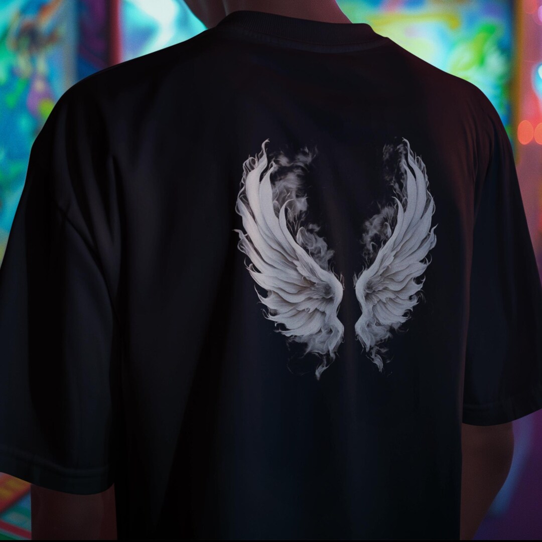 Angel Wings Tshirt Black Tshirt With Wings Angelic Winged Shirt Angel ...