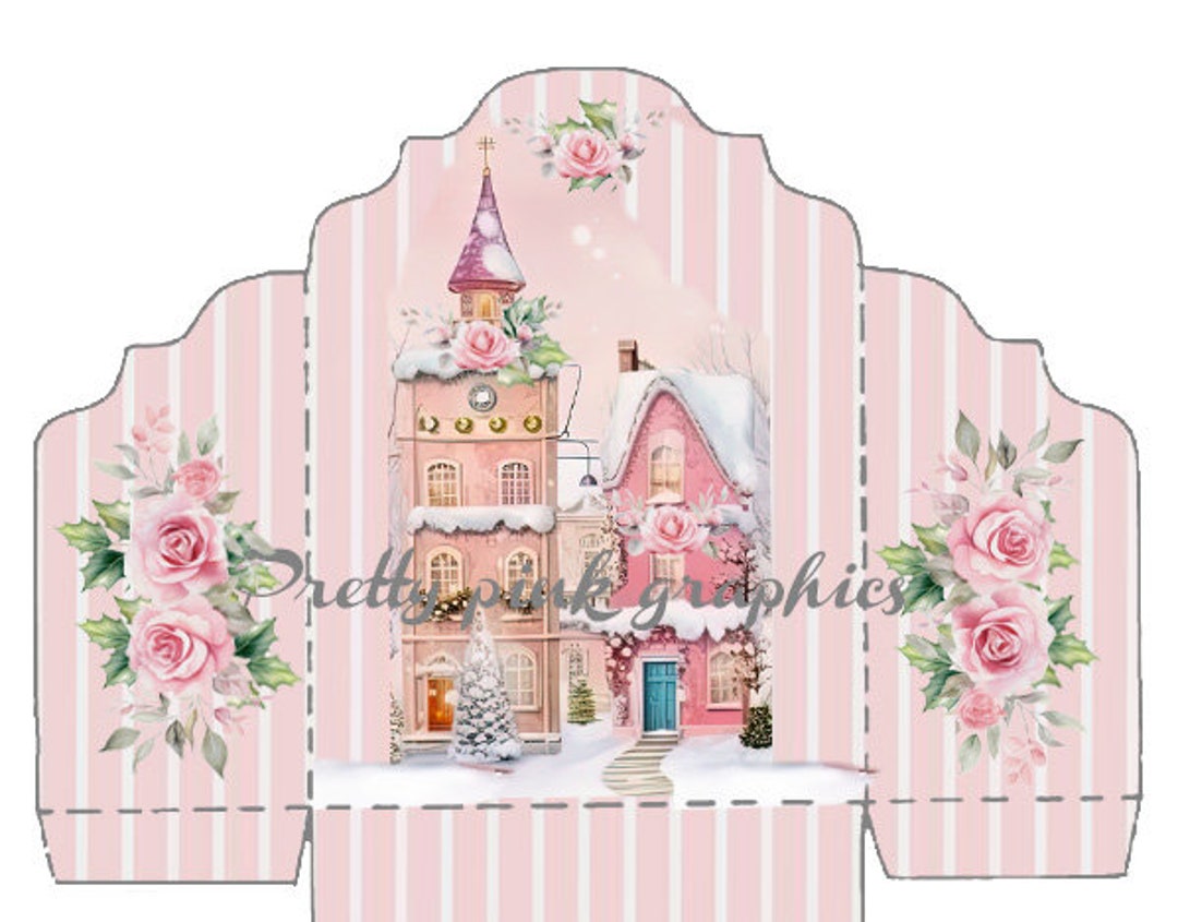 Shabby Chic-pink Christmas Tag Holder-gift Box- Digital Download and ...