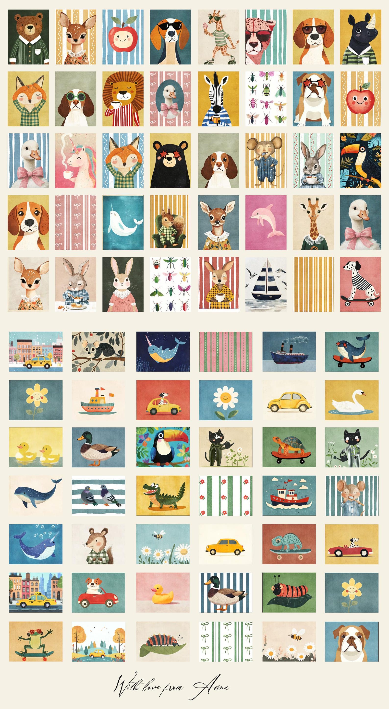 Nursery Prints Bundle - Kids Room Minimalistic Wall Art - Children Room ...