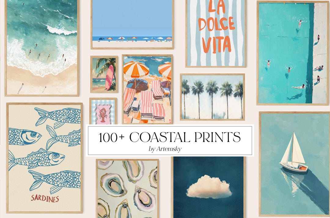 Modern Coastal Wall Art Prints Bundle 100 + Beach , Sea, Ocean, Dolce ...