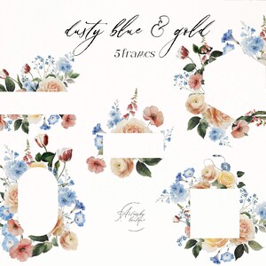 Watercolor Floral Clipart Digital Flowers PNG Spring Wreaths Frames DIY ...