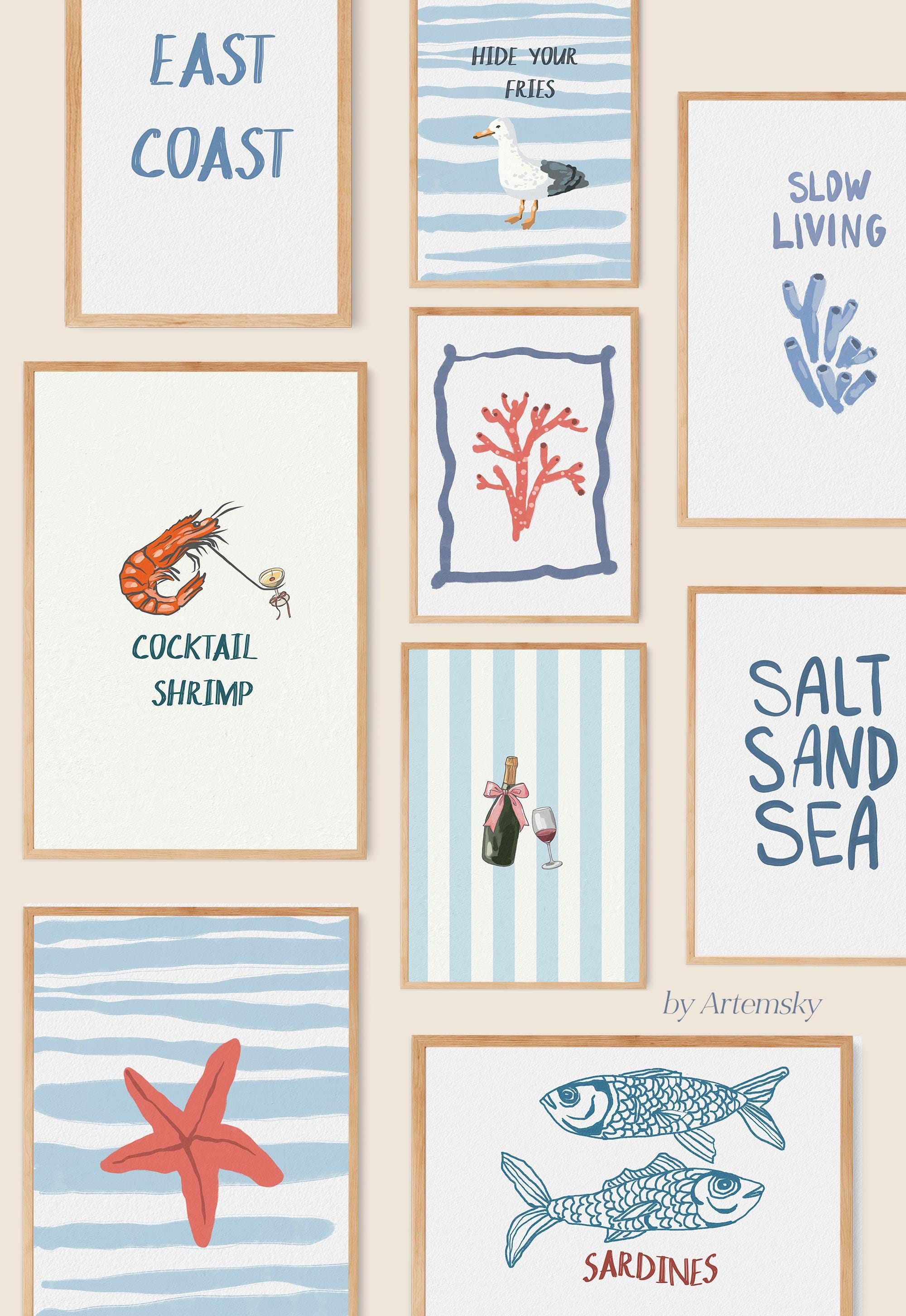 Modern Coastal Wall Art Prints Bundle 100 + Beach , Sea, Ocean, Dolce ...