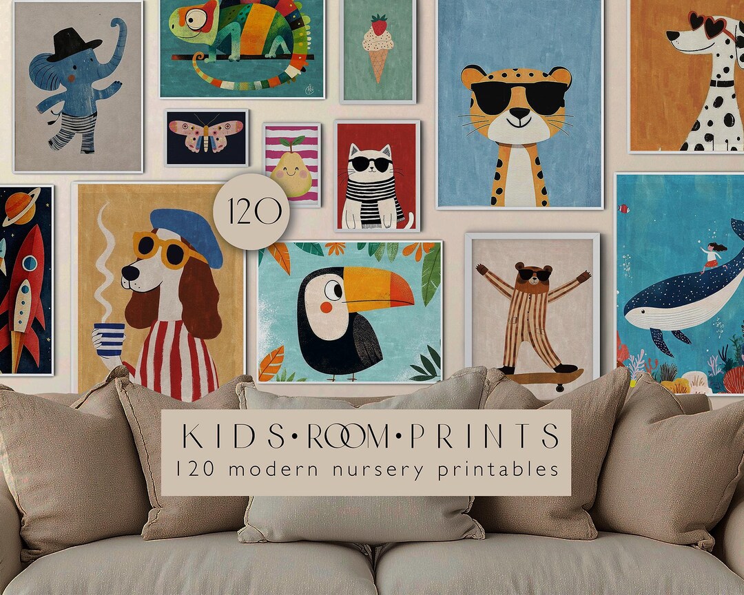 Nursery Prints - Kids Room Modern Wall Art - Children Room Minimalistic ...