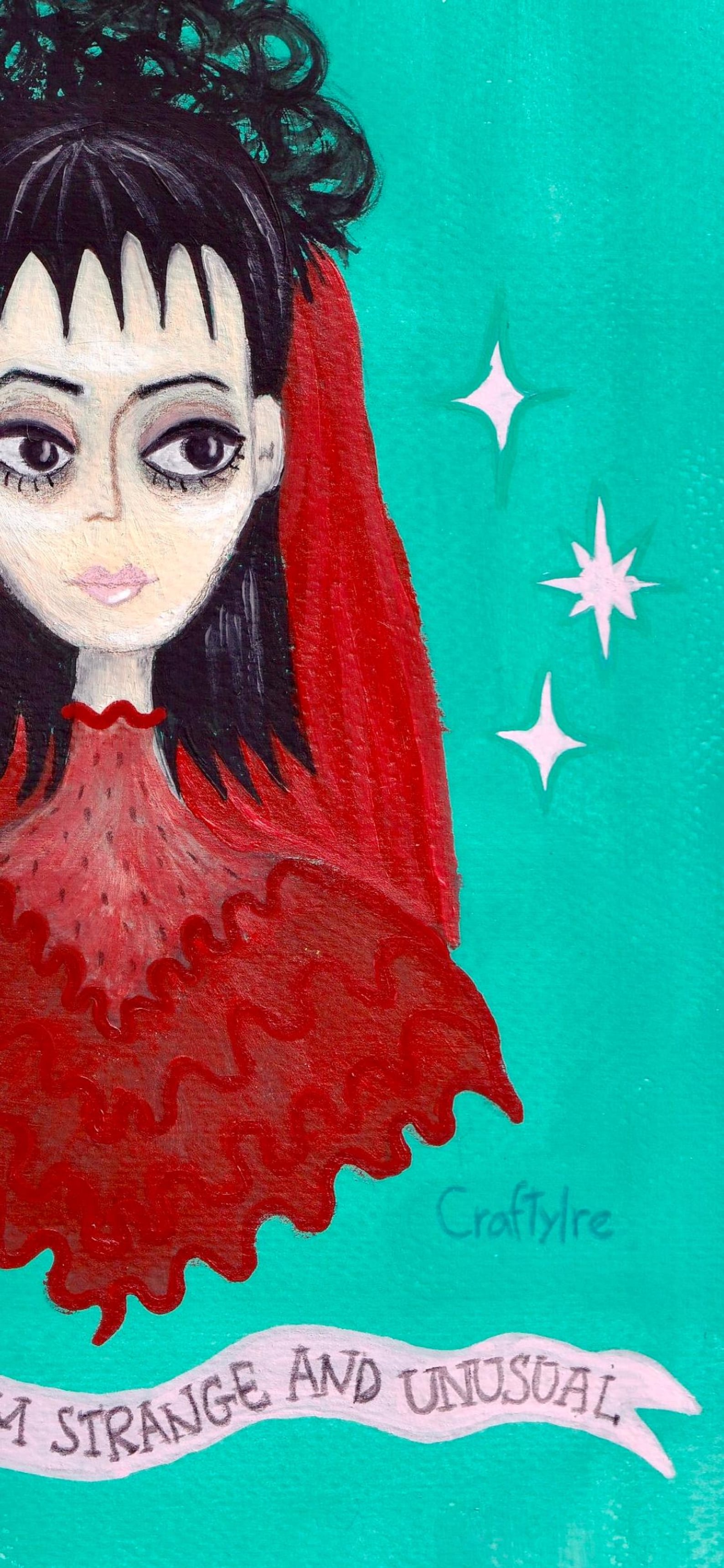 ORIGINAL DRAWING Lydia Deetz, Beetlejuice, Tim Burton, Fan Art, Acrylic ...