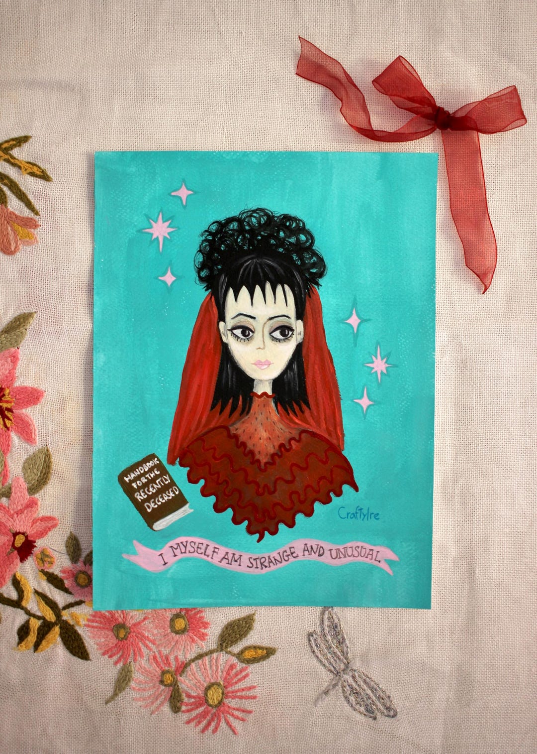 ORIGINAL DRAWING Lydia Deetz, Beetlejuice, Tim Burton, Fan Art, Acrylic ...