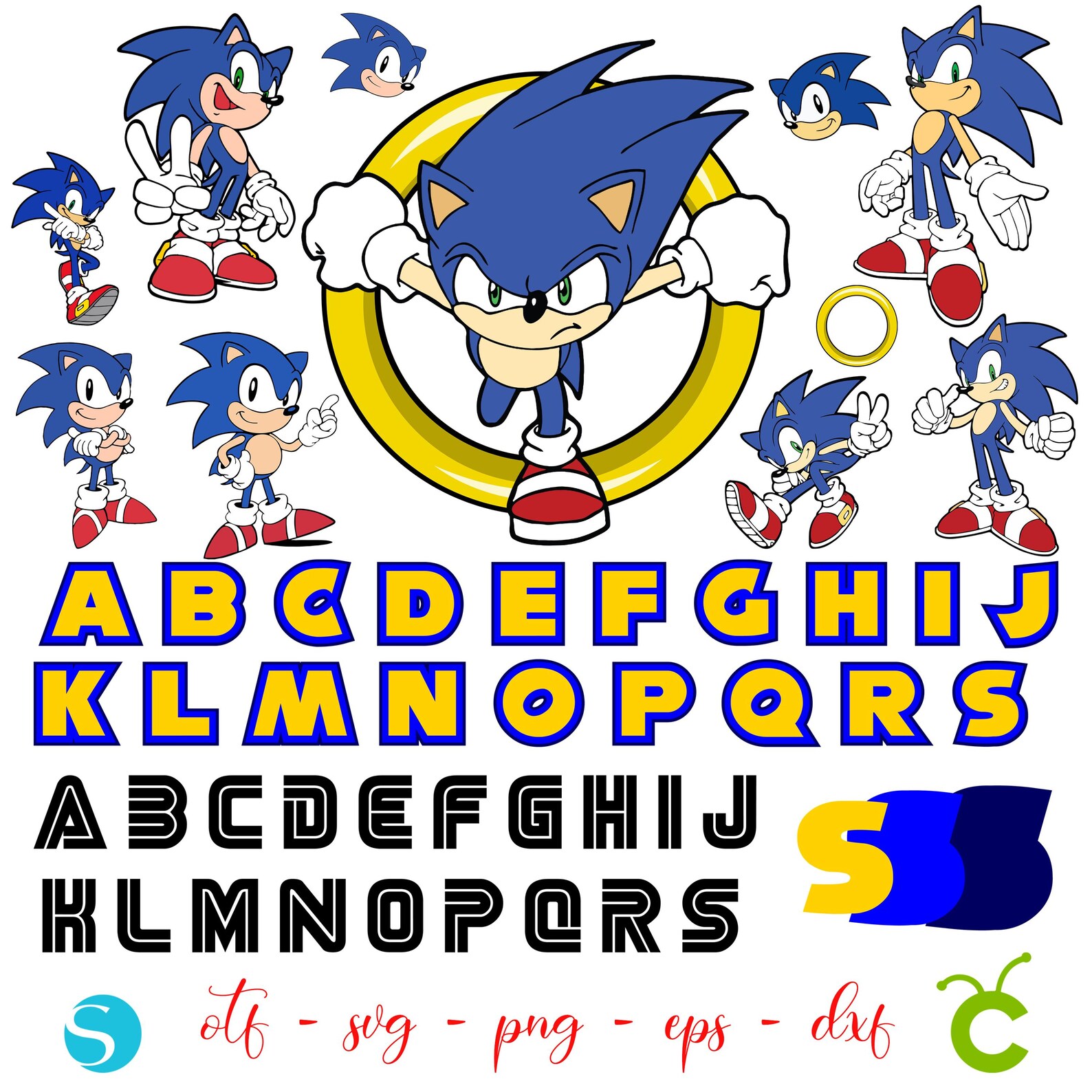 Sonic-Svg-Bundle, Sonic-Schrift, Sonic-Buchstaben-Svg, Sonic Png, Sonic ...