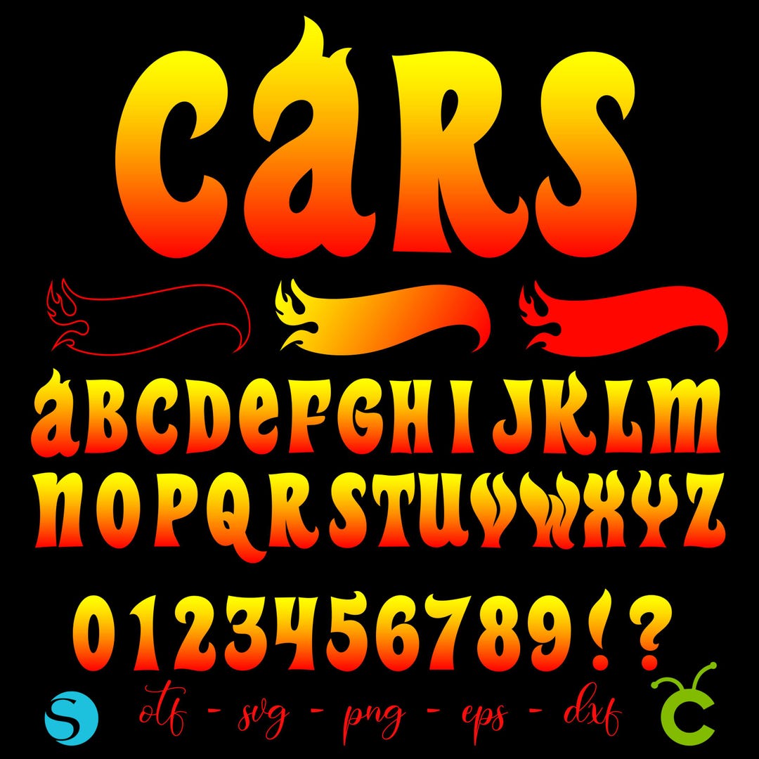 Cars Font OTF, Hot Cars Letters Cricut Svg, Cars Font Svg, Birthday ...