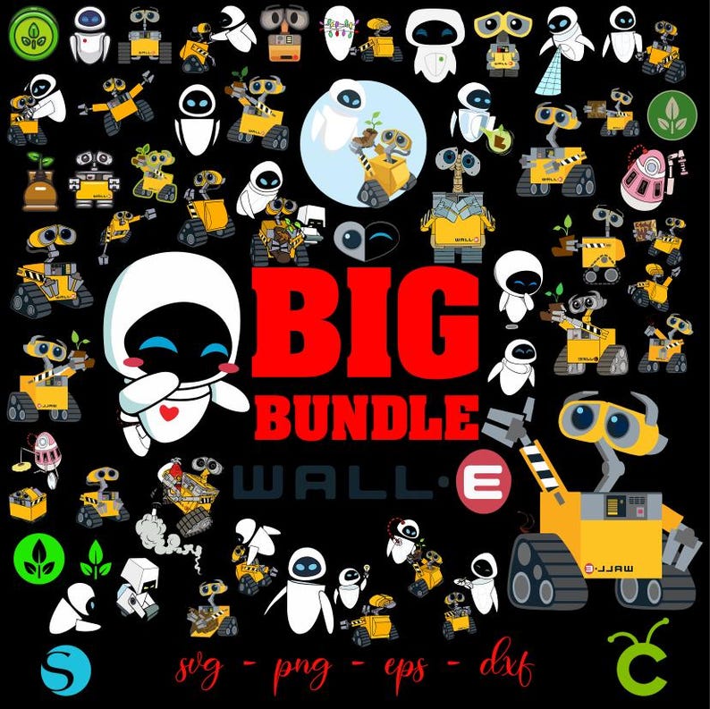 Wall-e Svg Bundle Svg, Wall-e and Eve Png, Wall-e Png, Wall-e Cricut ...