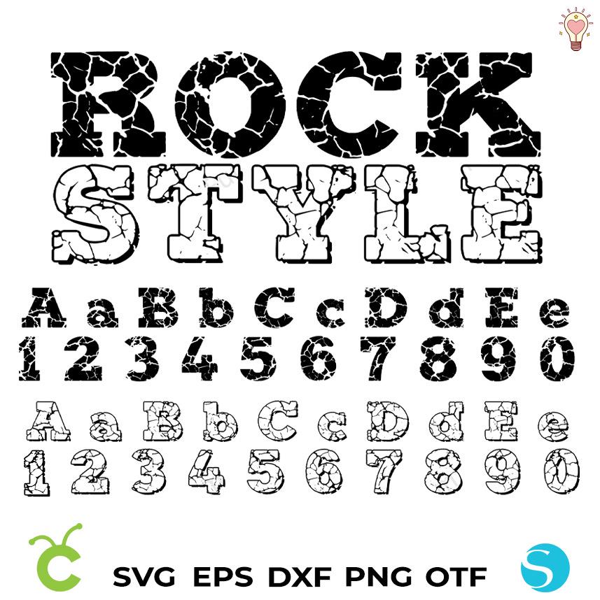 Rocks Font Bundle, Rock Letters SVG Cricut, Distressed Font Svg, Rock ...
