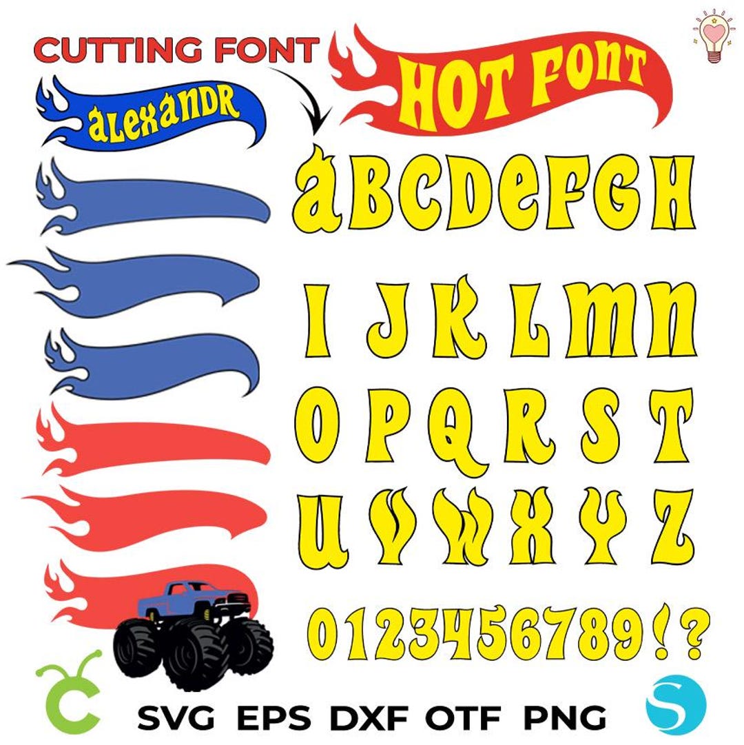 Cars Letters SVG Cricut, Cars Font Otf, Monster Trucks SVG PNG ...