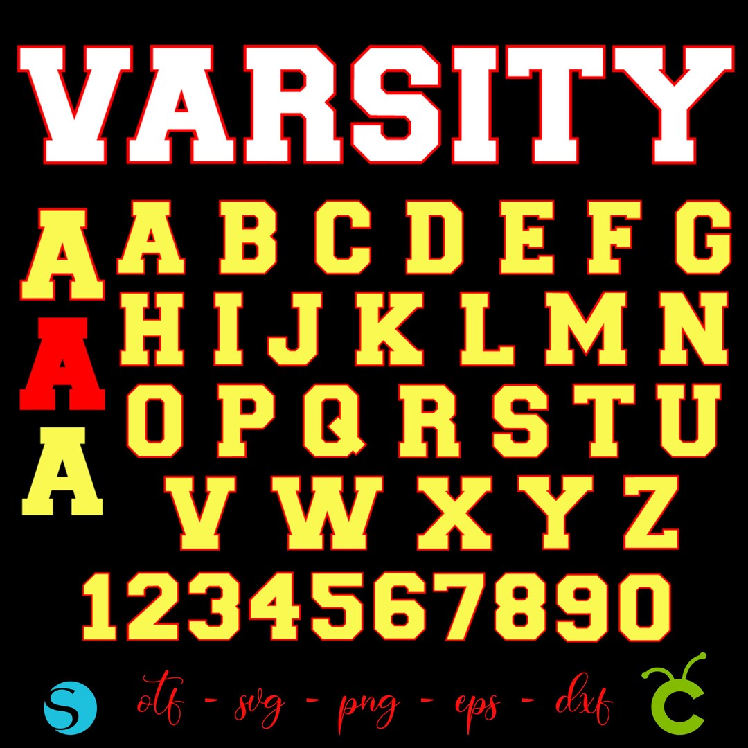 Varsity Sport Letters Svg Layered, College Letters Svg, Varsity Letters ...