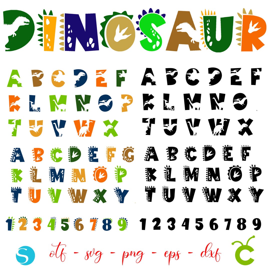 Dinosaur Font Otf, Dinosaur Letters SVG, Birthday Numbers Svg Png Dino Font Svg Cut Dinosaur ...