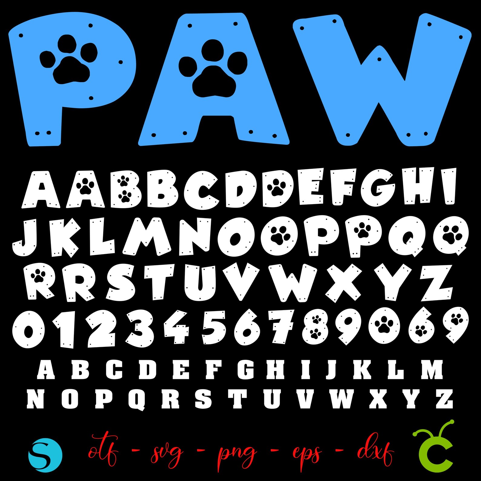 Paw Letters SVG Cricut, Paw Font Otf, Dog Font Svg, Paw Svg Cricut, Dog ...