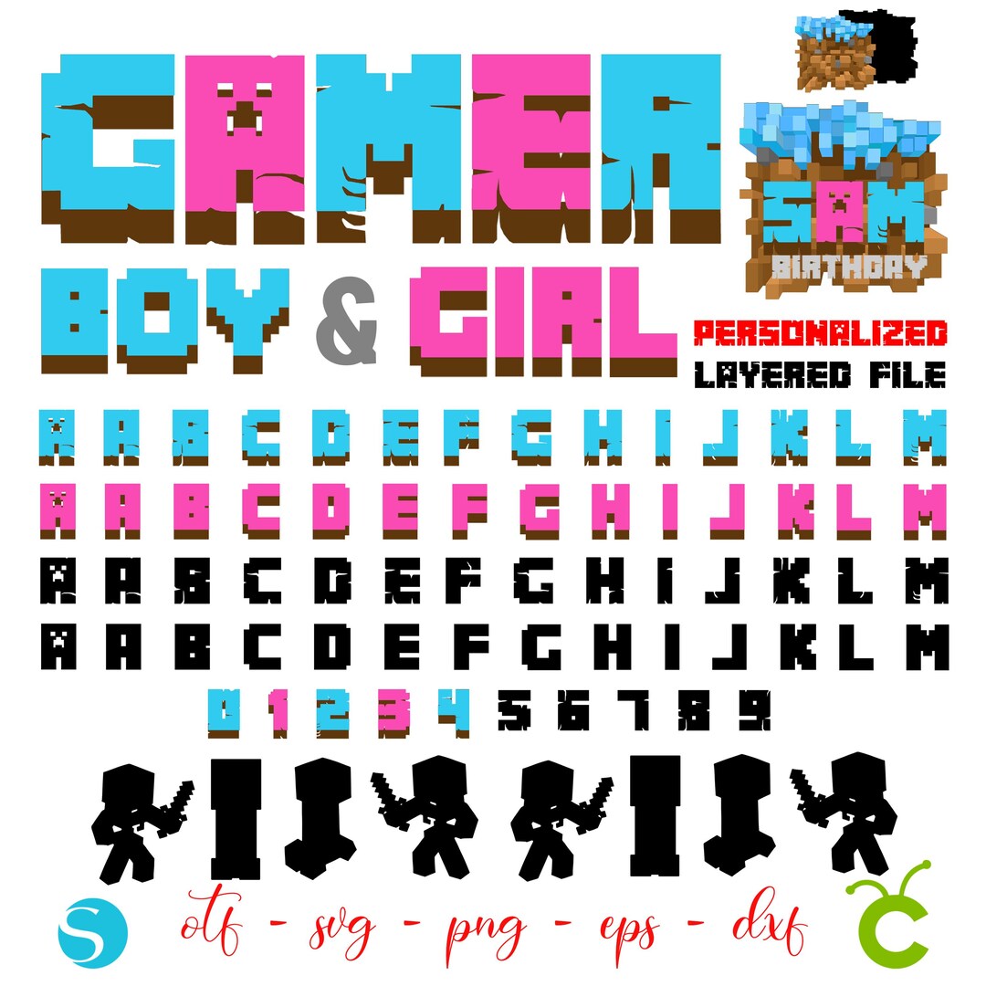 Gamer Svg Letters Layered Cricut, Birthday Banner Svg, Game Logo Png ...
