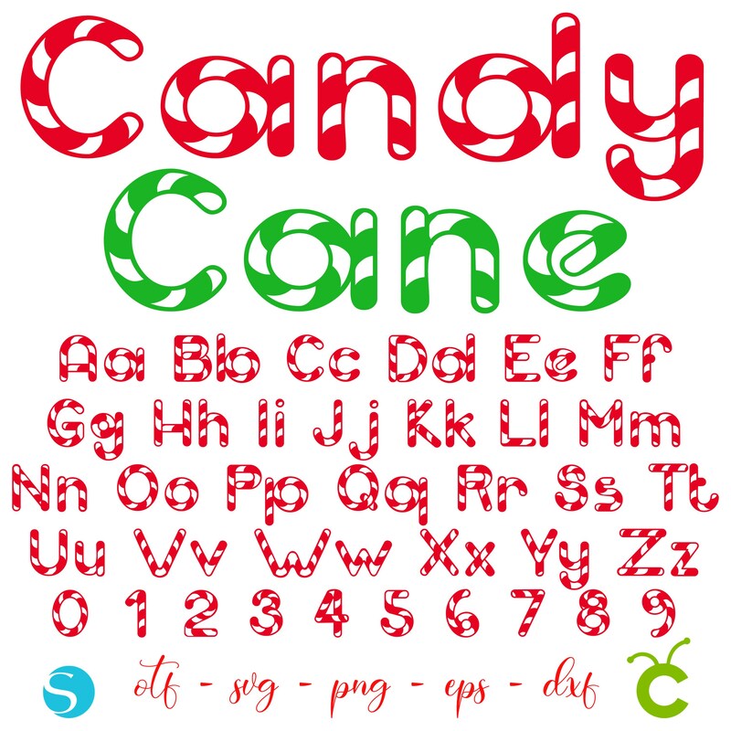 Candy Cane Font Font - Etsy