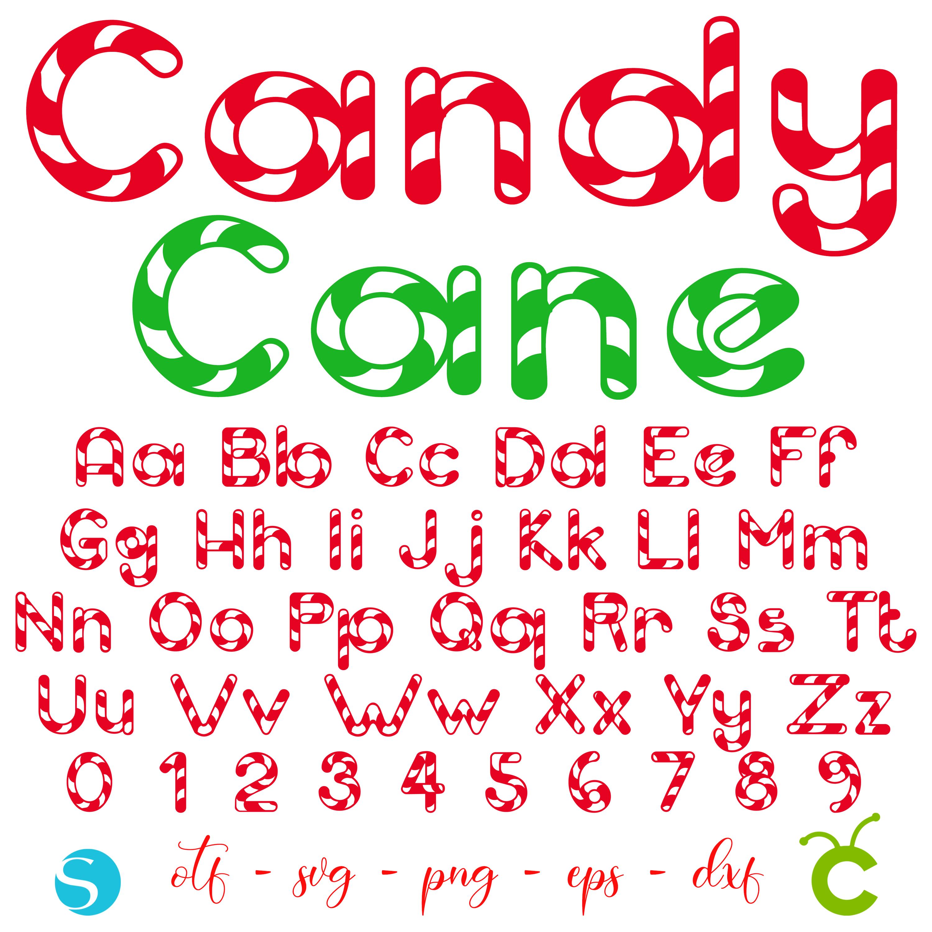 Candy Cane Font SVG Cricut, Candy Font SVG, Candy Cane Font OTF, Candy ...