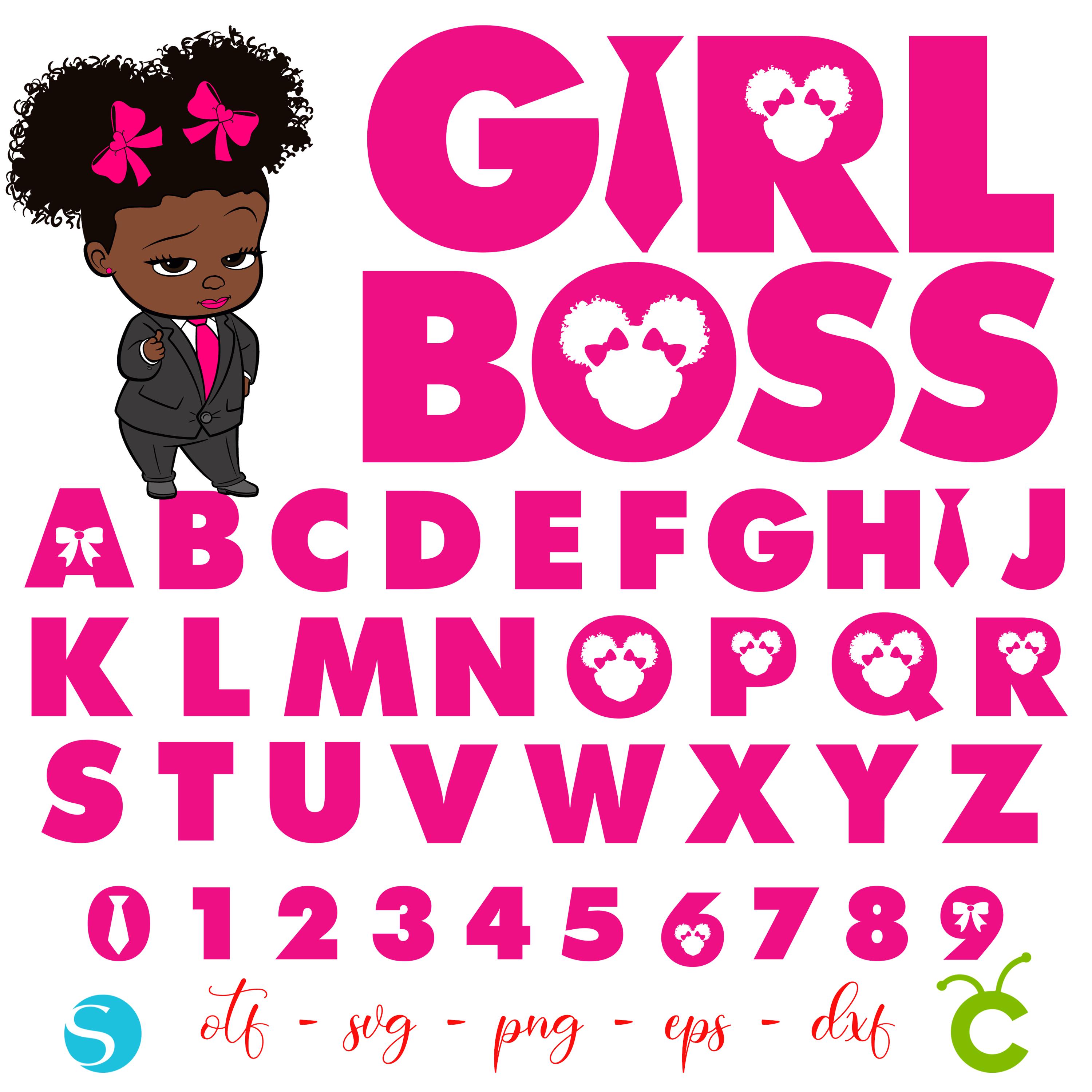 Afro Baby Girl Boss Font Svg, Afro Boss Baby Font Svg, Baby Boss ...