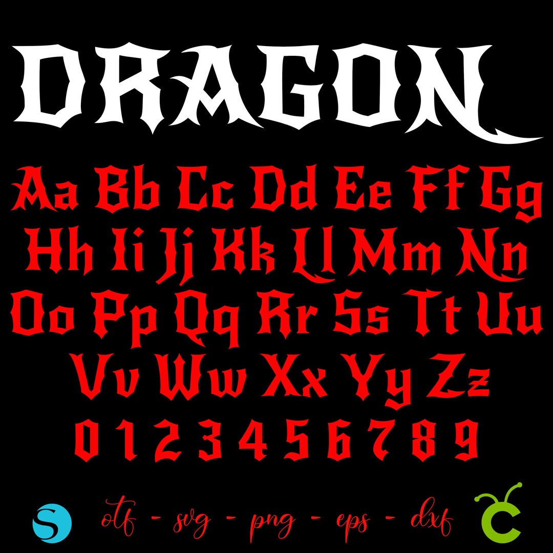 Dragon Font OTF, Dragon Letters SVG, Dragon Alphabet SVG, Dragon Font ...