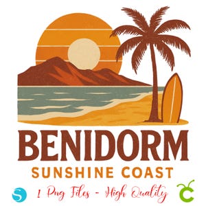 Benidorm Spain Retro Shirt PNG Vintage Beach Vibes Tee Costa Blanca ...
