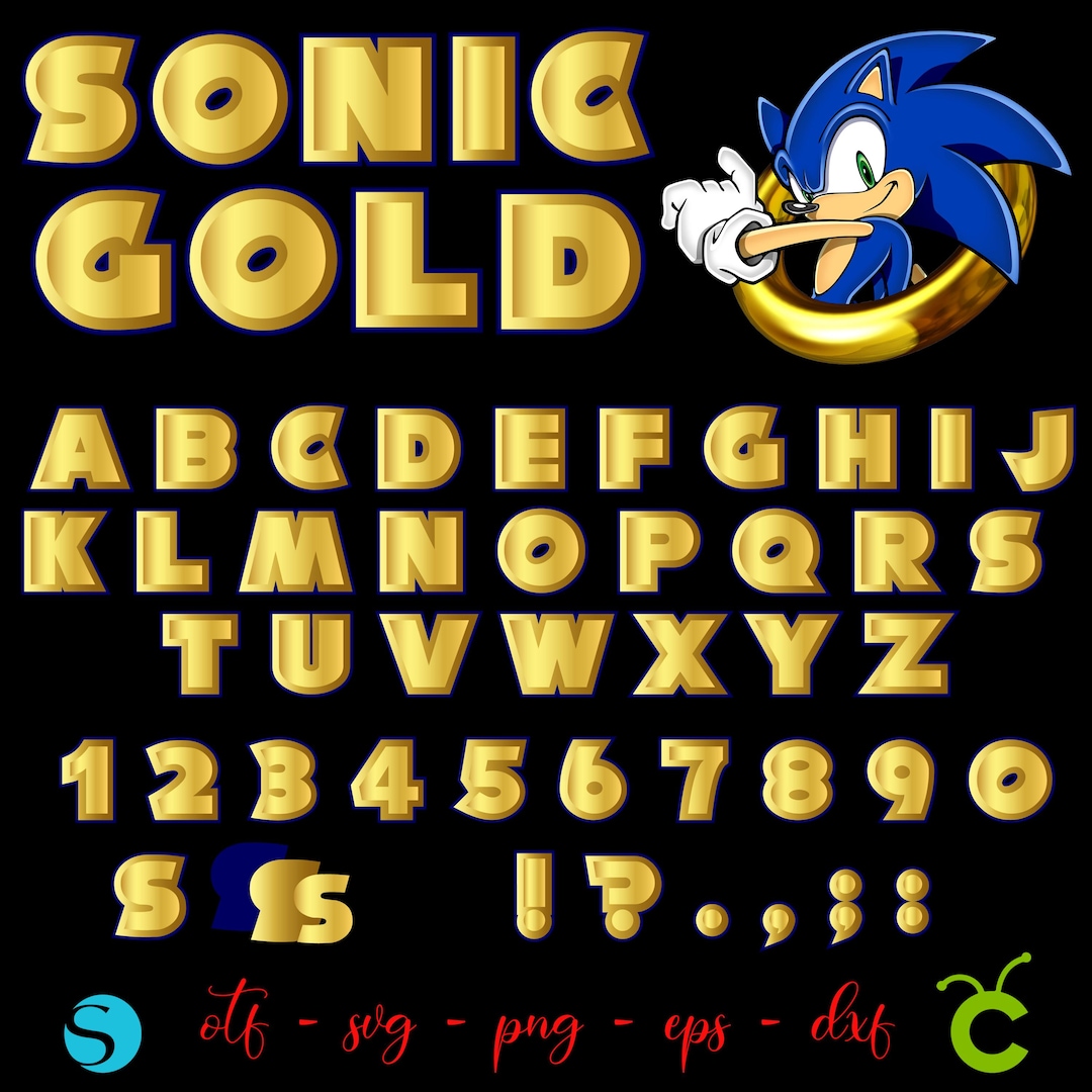 Gold Sonic Svg Cricut, Sonic Font, Sonic Letters Svg, Sonic Birthday ...