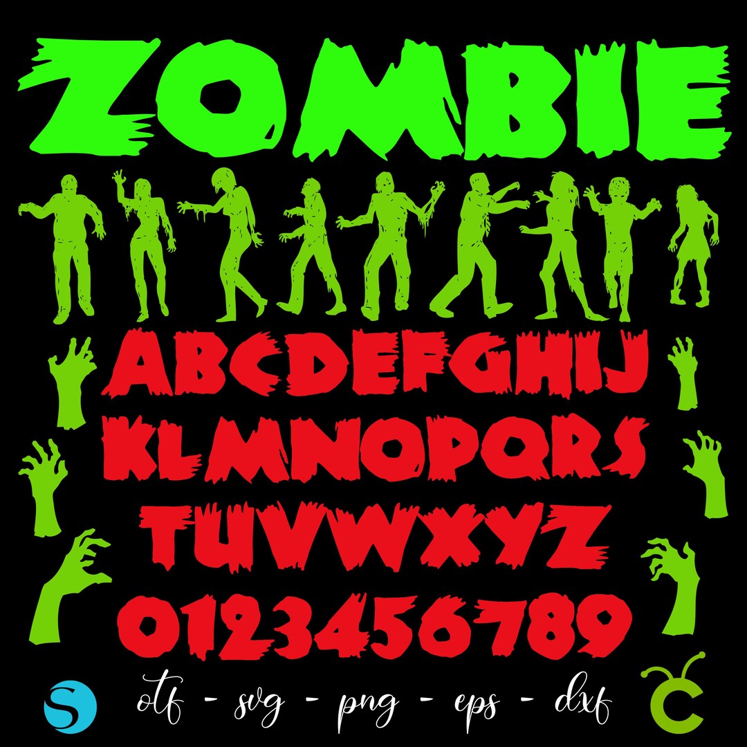 Zombie SVG Bundle, Zombie Font Svg, Zombie Silhouettes Svg, Zombie Hand ...