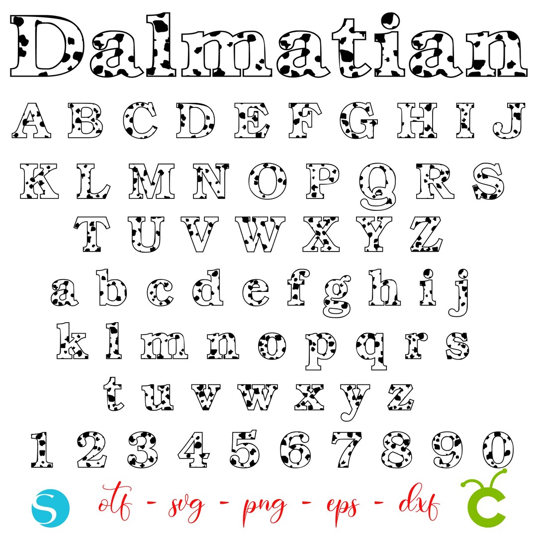 Dalmatian Letters SVG Cricut, Dog Font OTF, Dalmatian Svg, Dalmatian ...