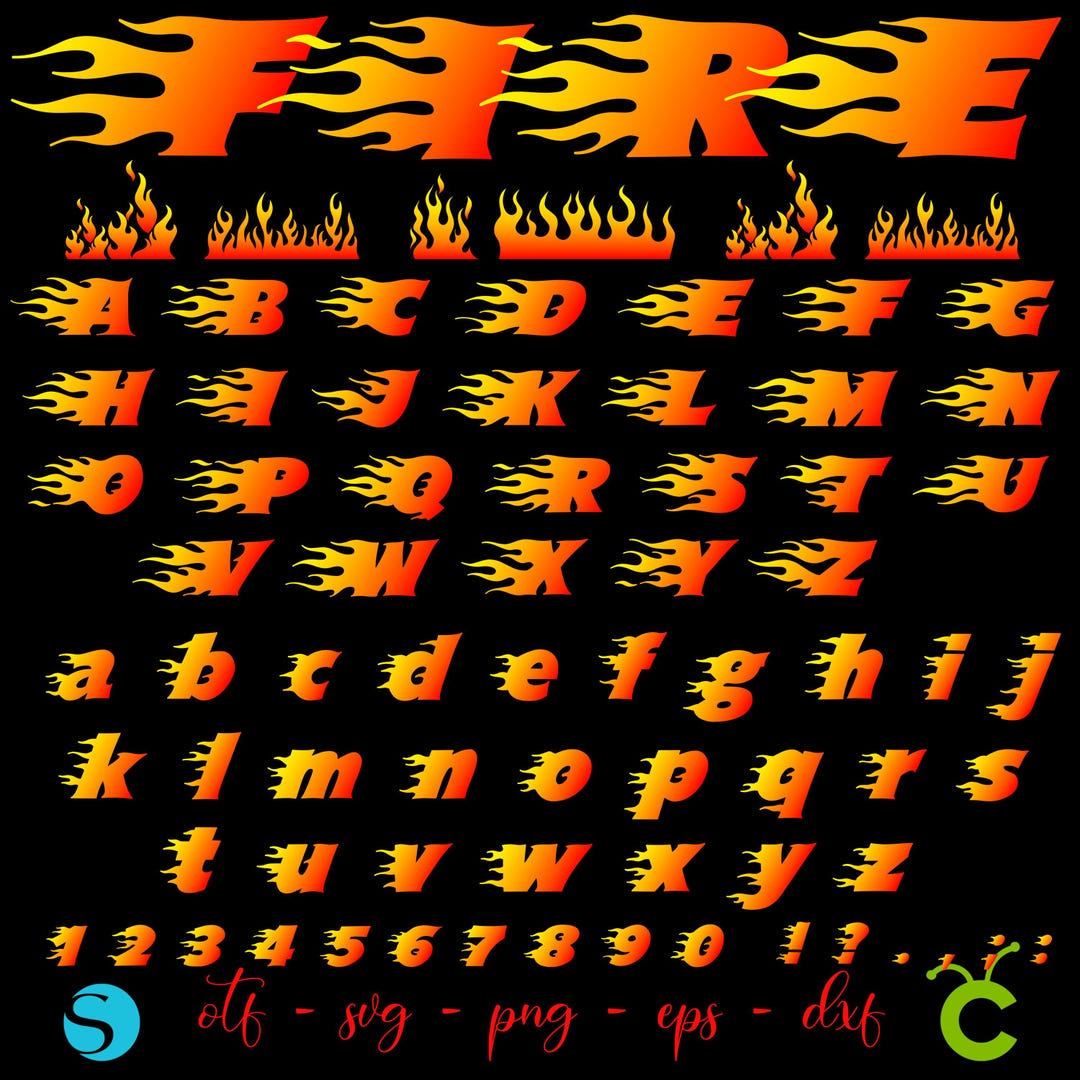 Flame Letters Svg, Flame Svg Letters Cricut Font Svg Flame Numbers Fire ...