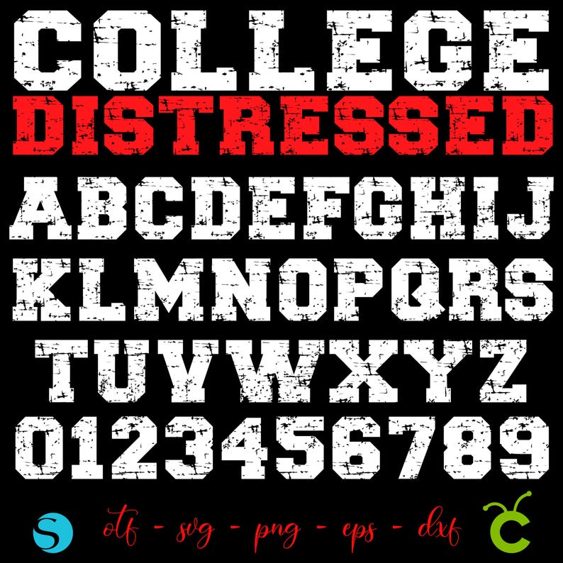 Distressed Font OTF, College Distressed Font SVG, Varsity Distressed ...
