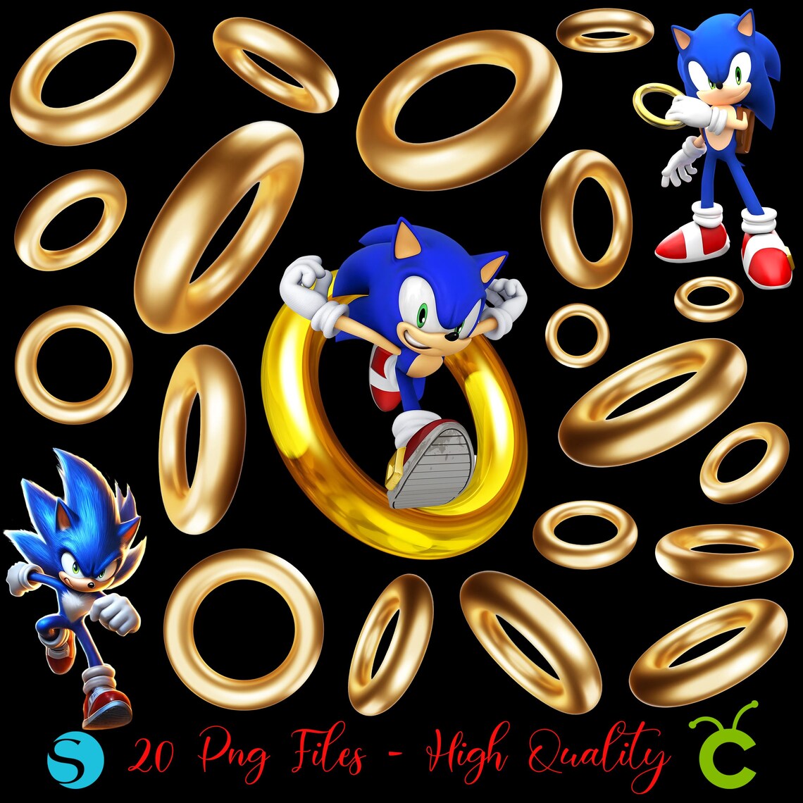 Sonic Rings Png Bundle, Sonic Png, Sonic Birthday, Sonic Clipart Png ...