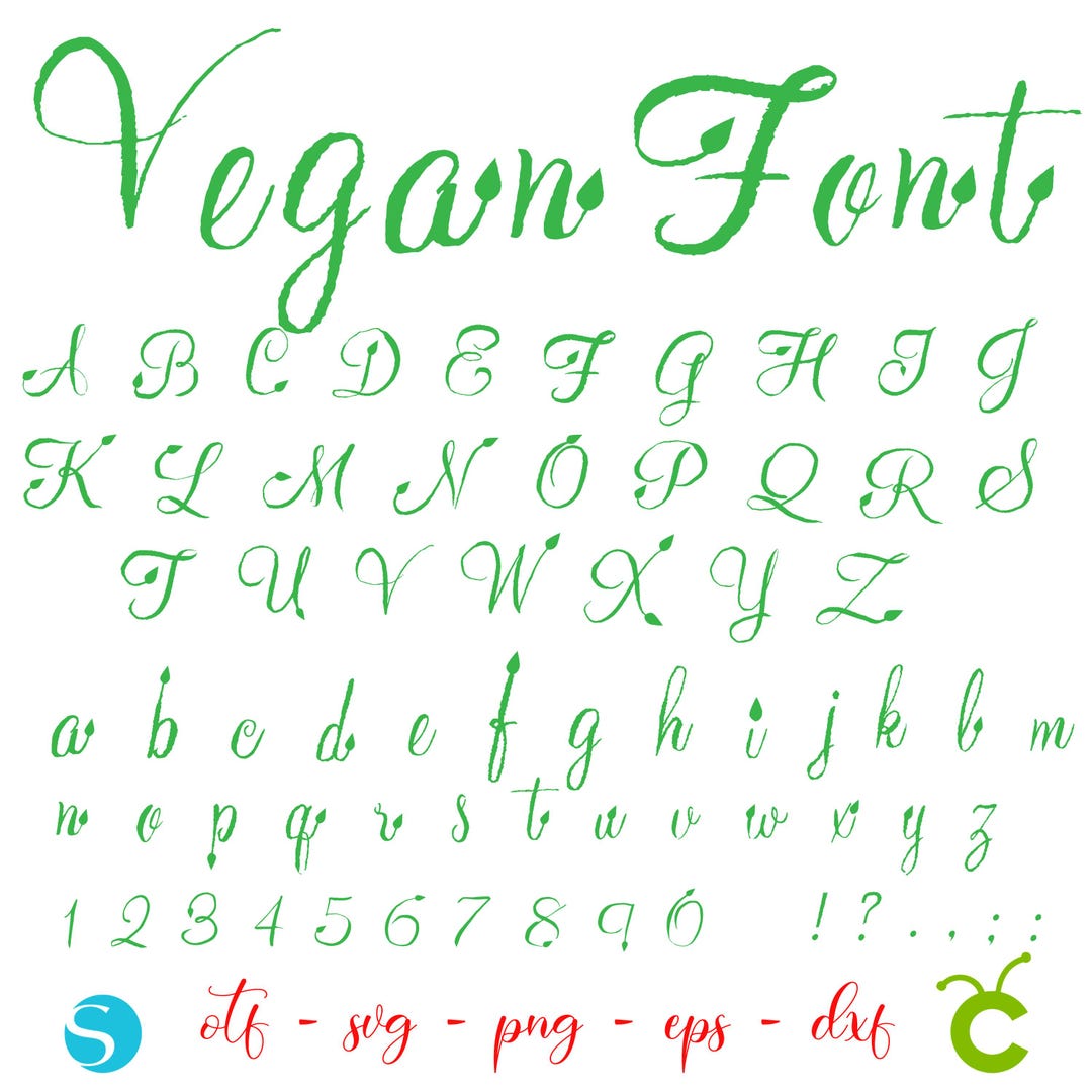 Vegan Font Otf, Vegan SVG Letters Cricut, Vegetarian Letters Svg, Vegan ...