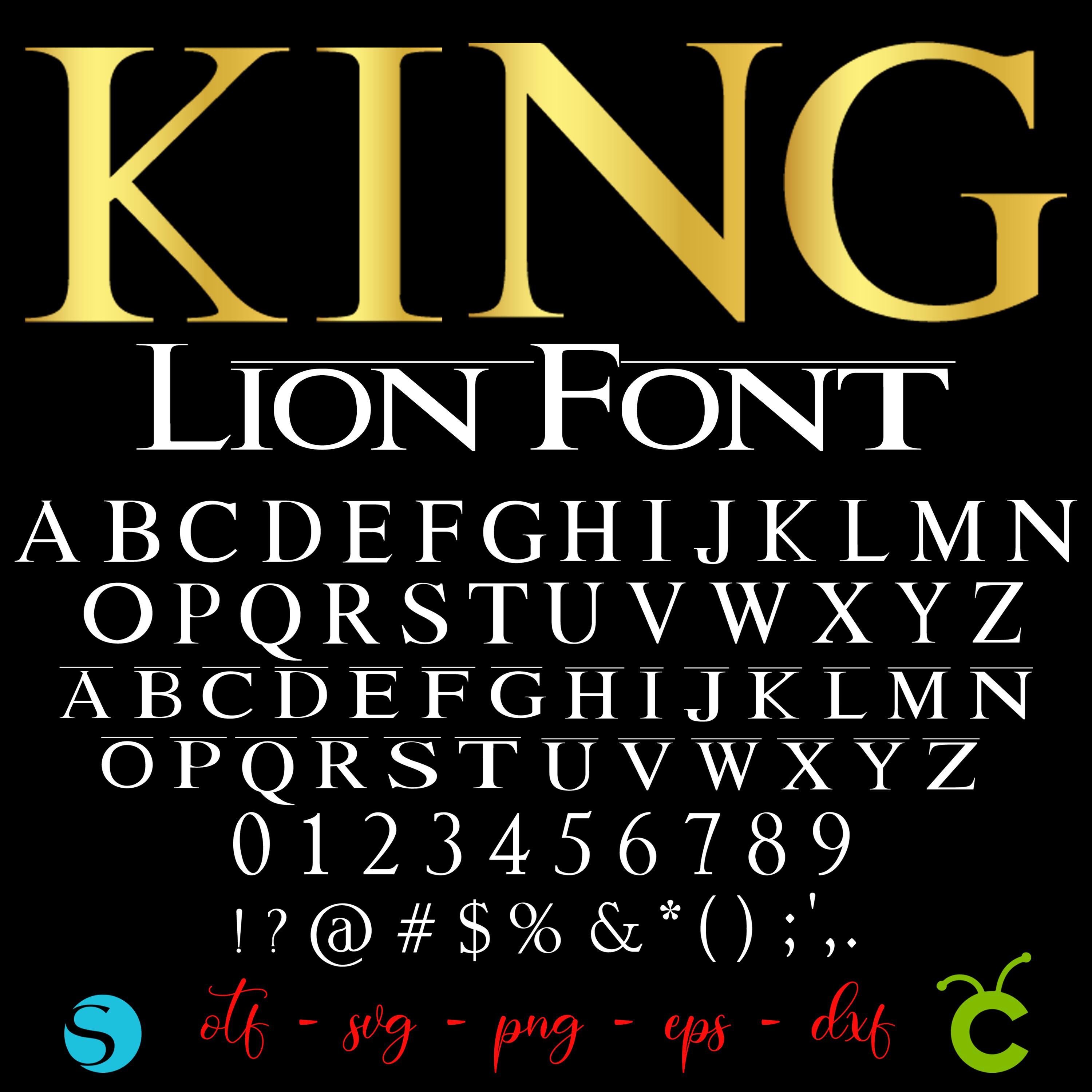 Gold King Letters, King Font OTF, Lion Font Cut SVG Letters Lion Cricut ...