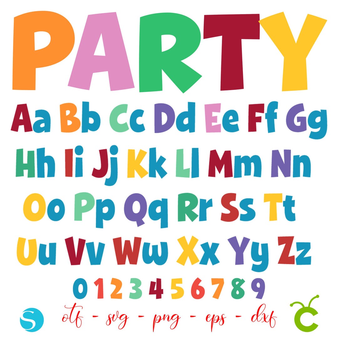 Baby Font Svg Cricut, Party Font Svg, Party Font Otf, Party Birthday ...