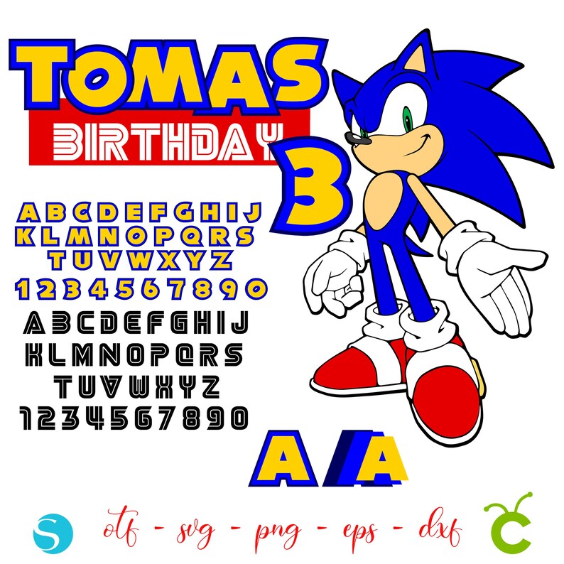 Sonic Svg Letters Cricut Sonic Font Otf, Sonic Personalized Shirt Diy ...