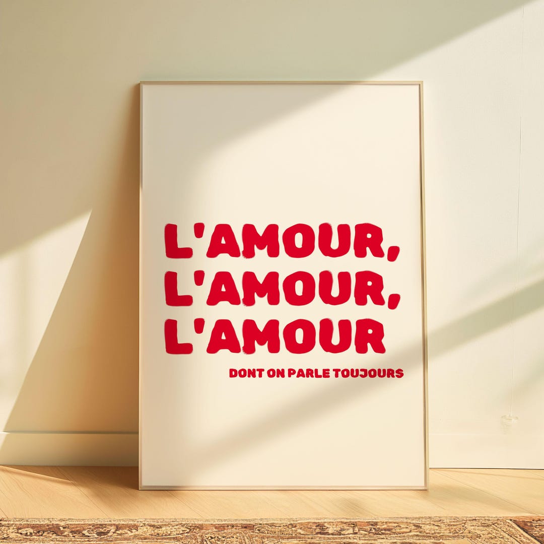French Love Wall Art L’amour Quote Poster Romantic Typography Print ...