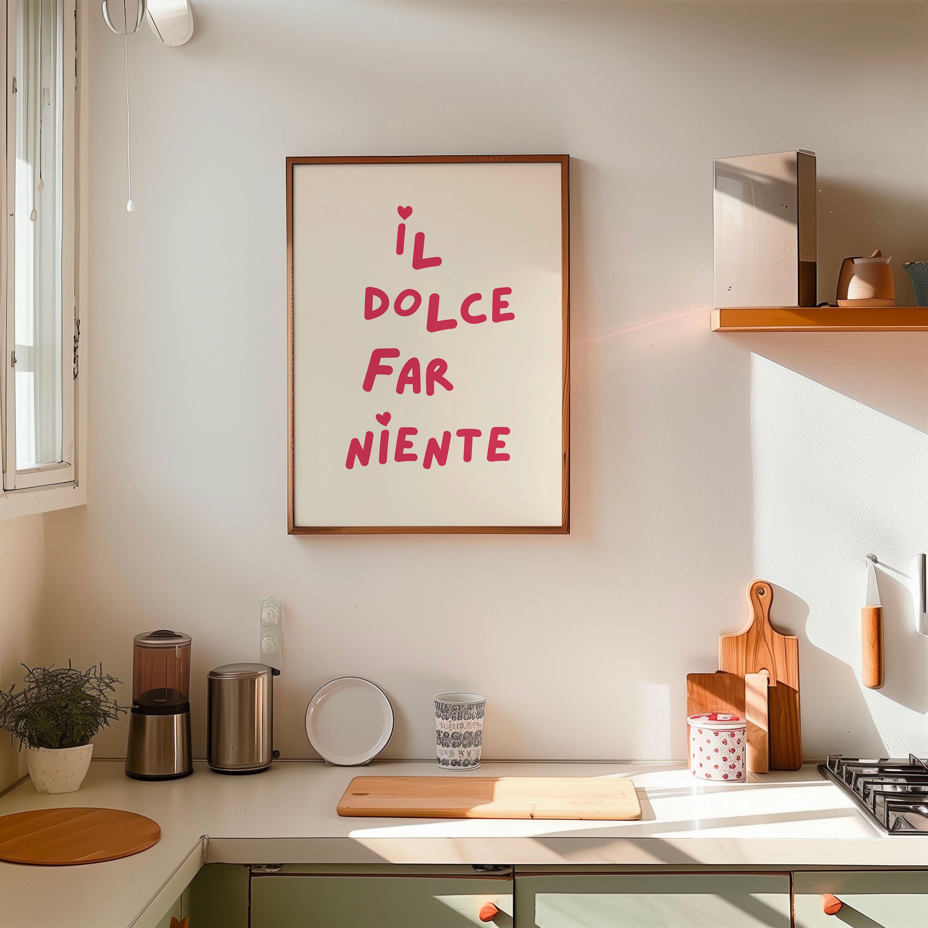 Italian Wall Art Il Dolce Far Niente Poster Minimalist Quote Print Red ...